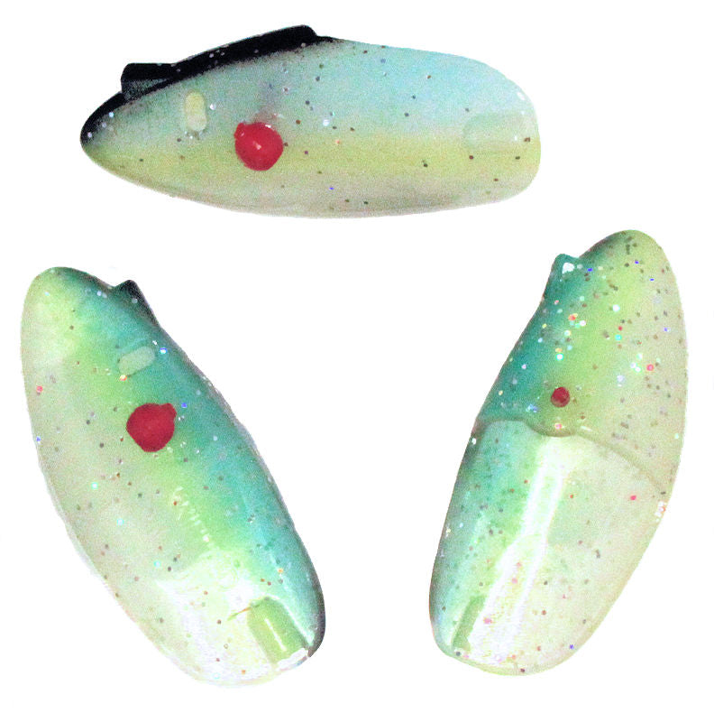 Krippled Anchovy Unrigged 3-pack #237- Green-Black-Glitter on Glow ...